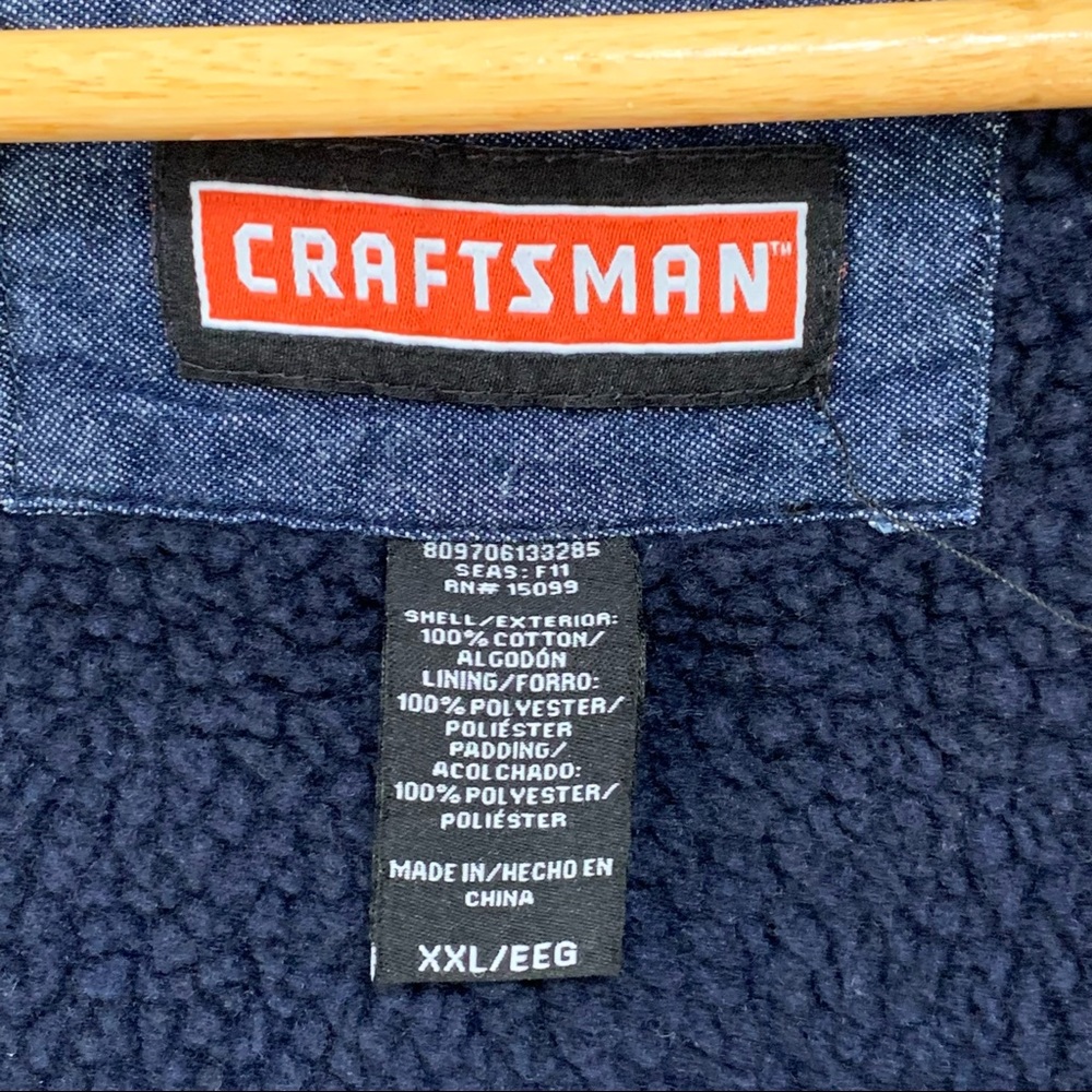 Craftsman Vintage 90s Shirt Jacket Denim Faux Sherpa … - Gem